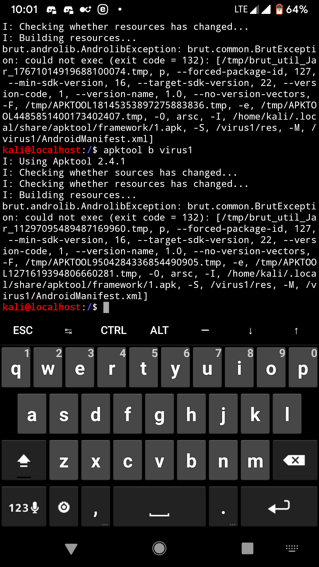 Can't Recompile any android app. Exit code 132 · Issue #2330 · iBotPeaches/Apktool · GitHub