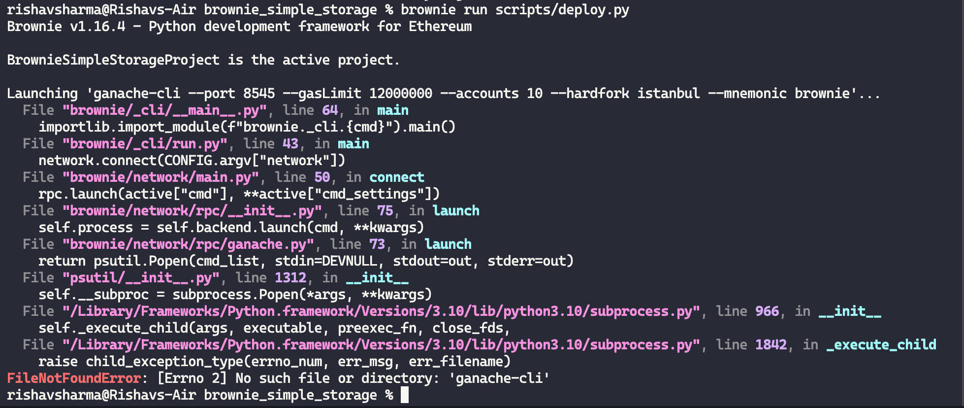 Lesson 4: FileNotFoundError: [Errno 2] No such file or directory: 'ganache-cli' · Issue #1039 ...