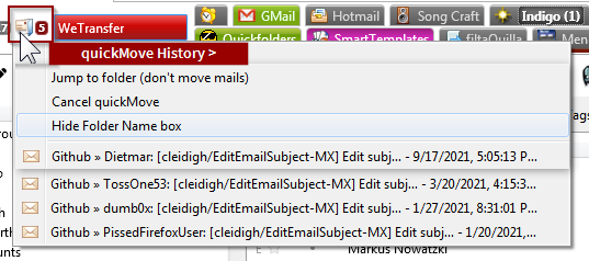 Feature request Pro version: History of 10 recent quickMove folders · Issue #207 · RealRaven2000 ...
