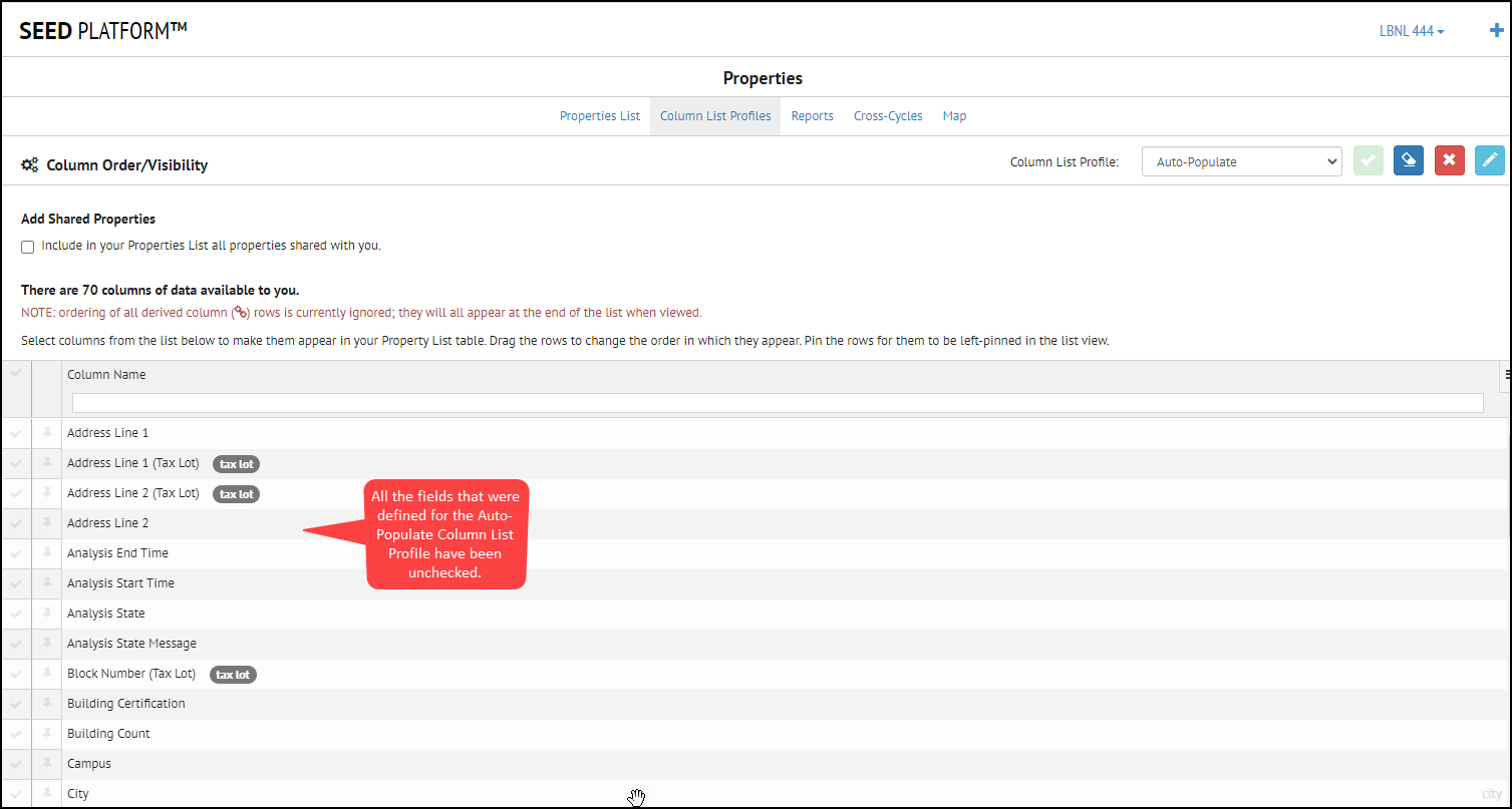 Inventory List columns disappear in Column List Profile after hiding a field in the list view ...