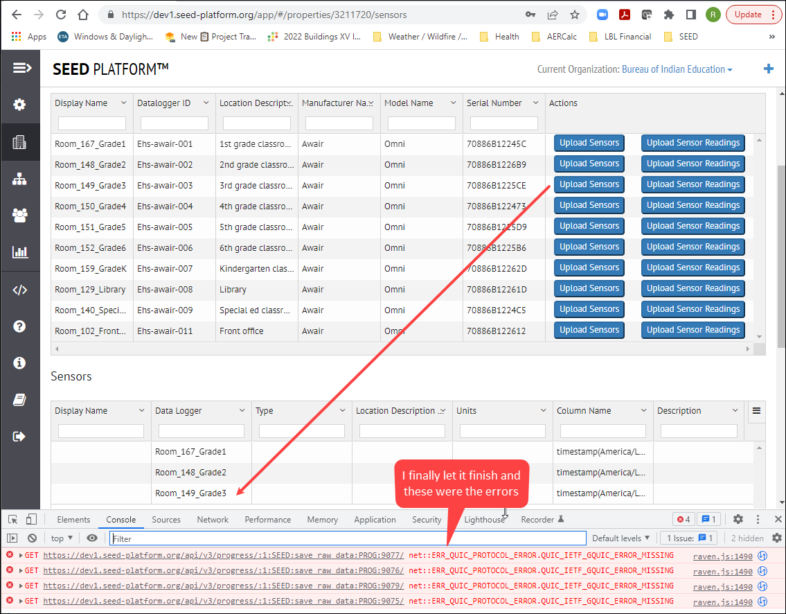 Importing Sensor Meta Data only imports one column name field ...