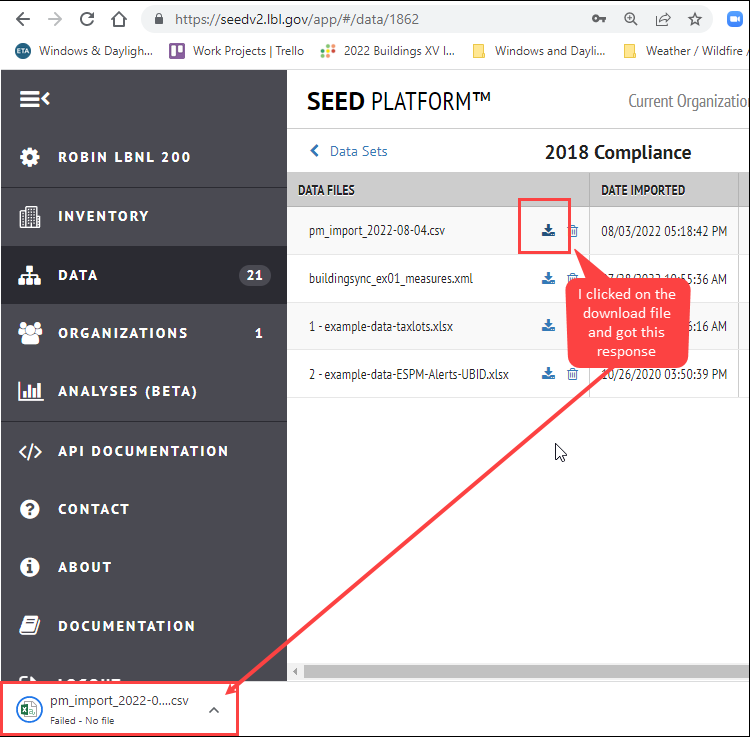 Downloading "Uploaded" Data Does Not Work · Issue #3513 · SEED-platform/seed · GitHub