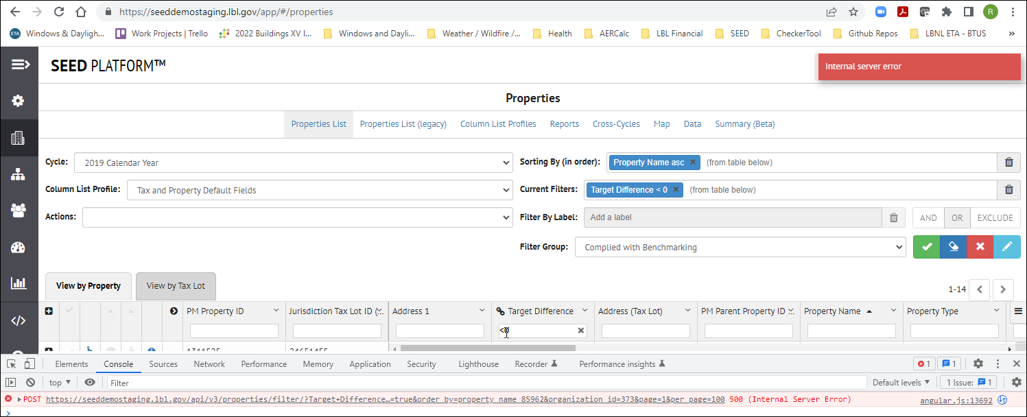 Derived Fields: sorting + filtering gives 500 error · Issue #3667 · SEED-platform/seed · GitHub