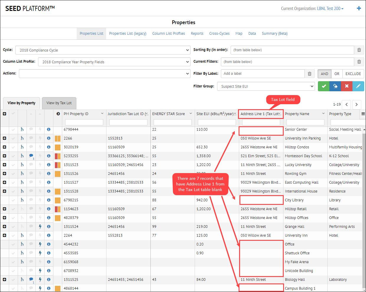 Property List New: !"" and "" don't seem to be working · Issue #3600 · SEED-platform/seed · GitHub