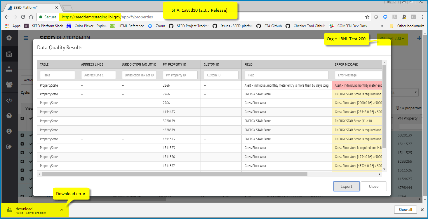 DQ Export not working from Inventory List -- server failed error ...