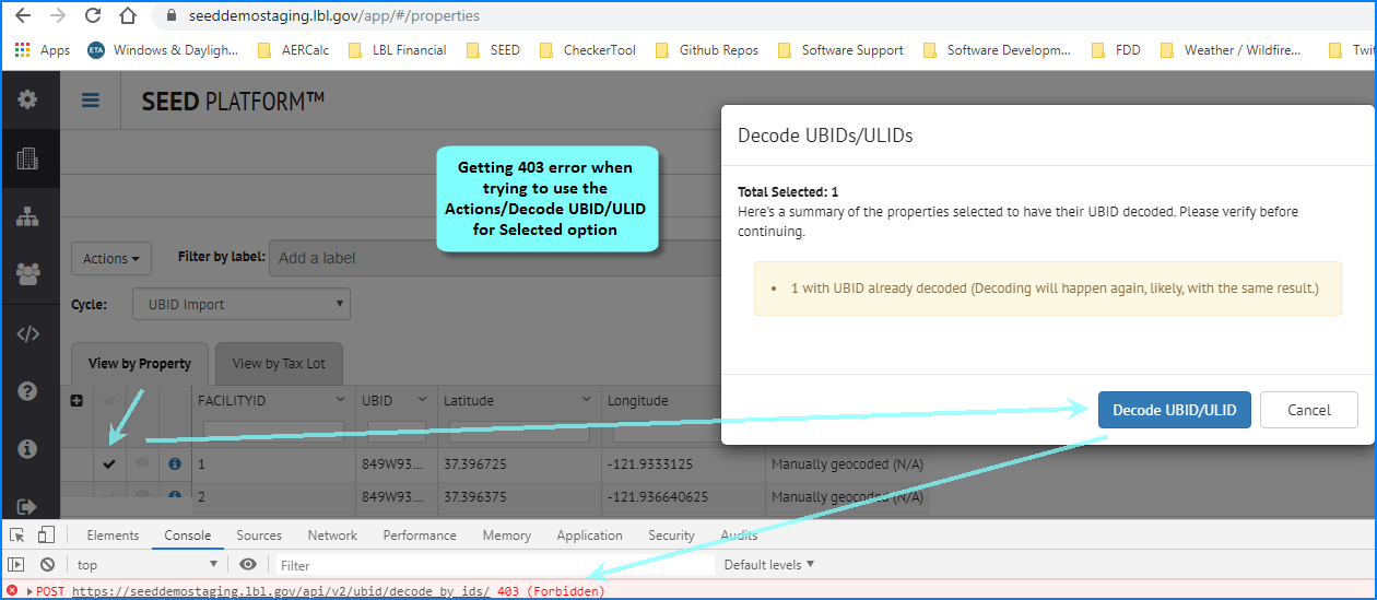 403 (Forbidden) when trying to geocode records from Inventory List view · Issue #1945 · SEED ...