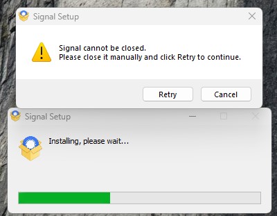Chocolatey Installed Signal (Windows x64 10 -> 11) Update from 6.4.x to 6.5.x fails ("Signal ...