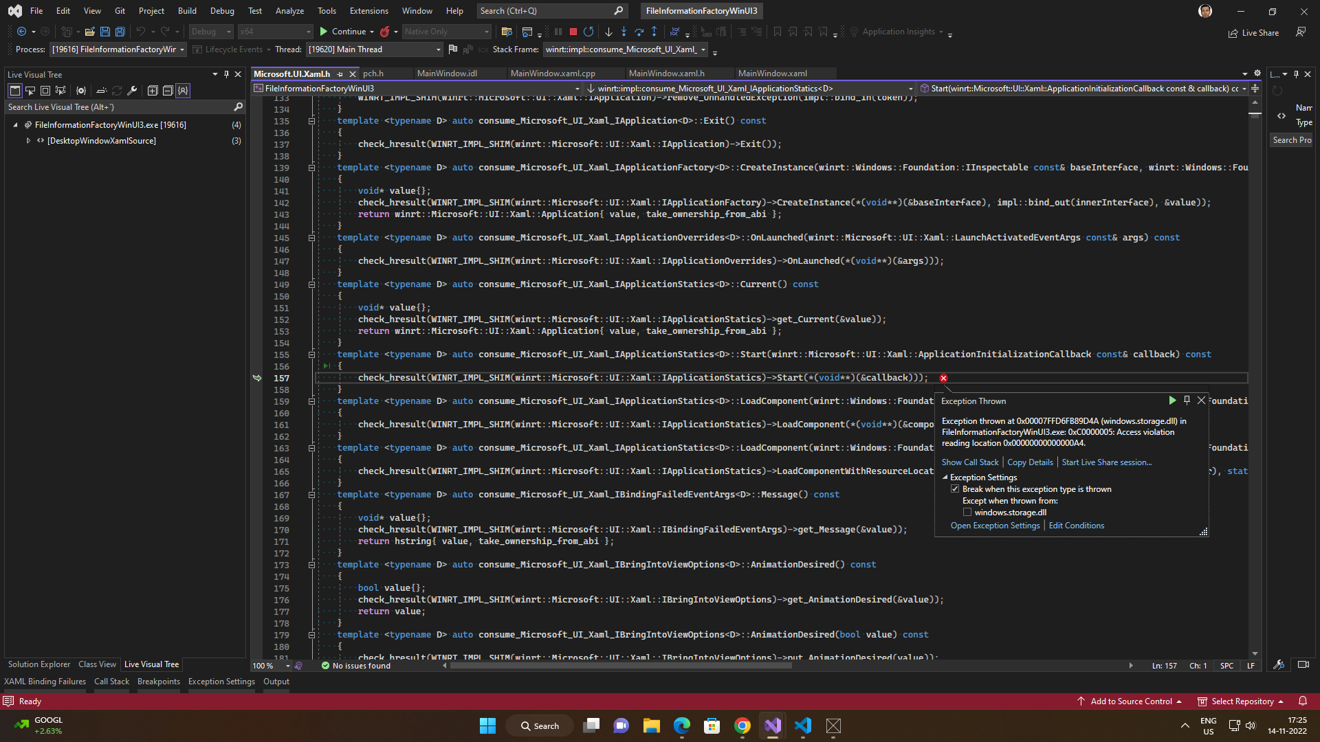 Windows.Storage.BulkAccess.FileInformationFactory.GetVirtualized* functions do not work with ...
