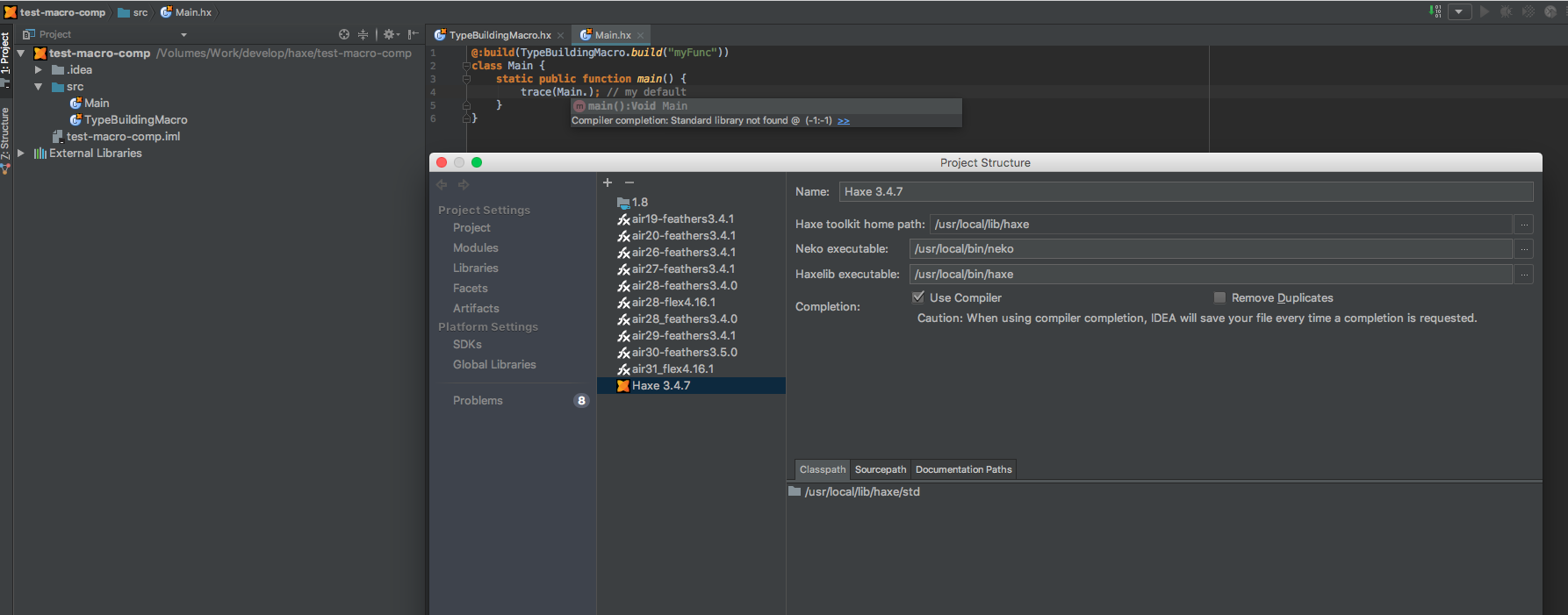 Code completion when macro @:build · Issue #893 · HaxeFoundation/intellij-haxe · GitHub