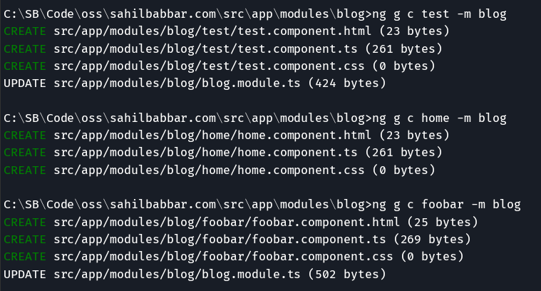 Generate component command working differently for different names ...