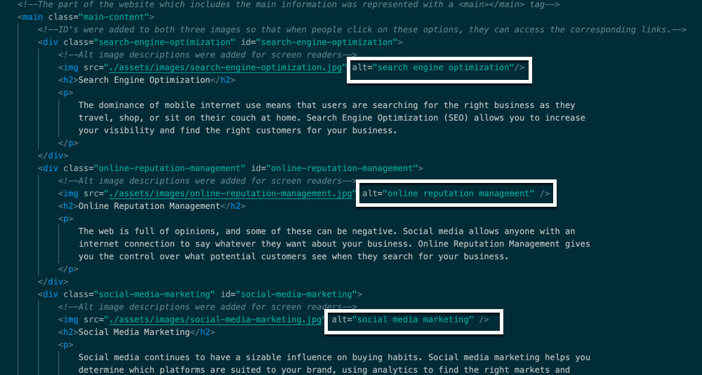 GitHub - begumsacak/code-refactor: In this project, I tried to refactor an existing Webpage to ...