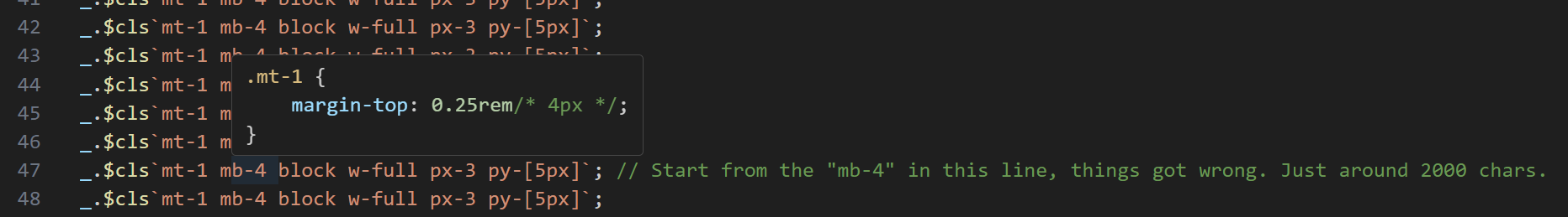Tooltip Show Wrong Information After About 2000 Chars When Using Custom `classregex` · Issue 0671