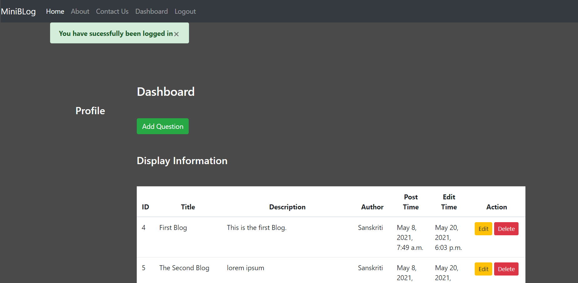 GitHub - sanskriti13/MiniBlog-Website