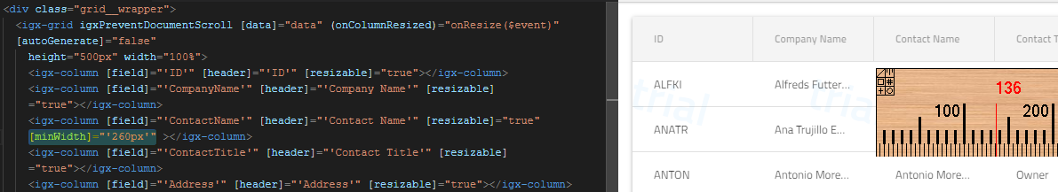 Calculated column width should respect minWidth · Issue #9145 · IgniteUI/igniteui-angular · GitHub