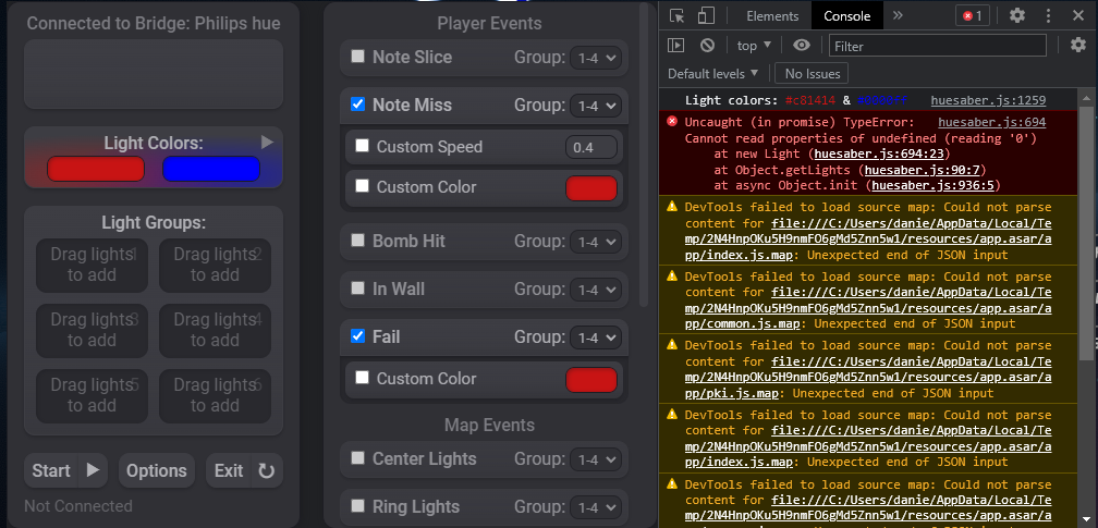 Blank Space on where the lights should show up · Issue #10 · TakingFire/HueSaber · GitHub