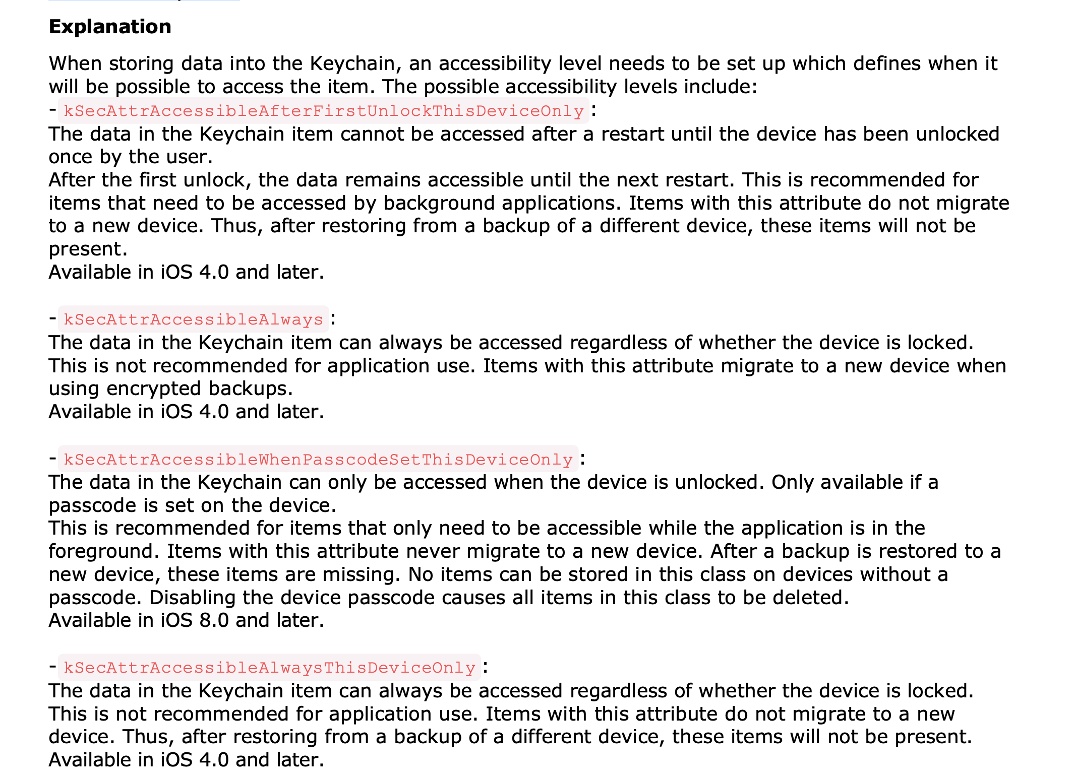 Insecure Storage Unspecified Keychain Access Policy · Issue 5292 · Firebasefirebase Ios Sdk 