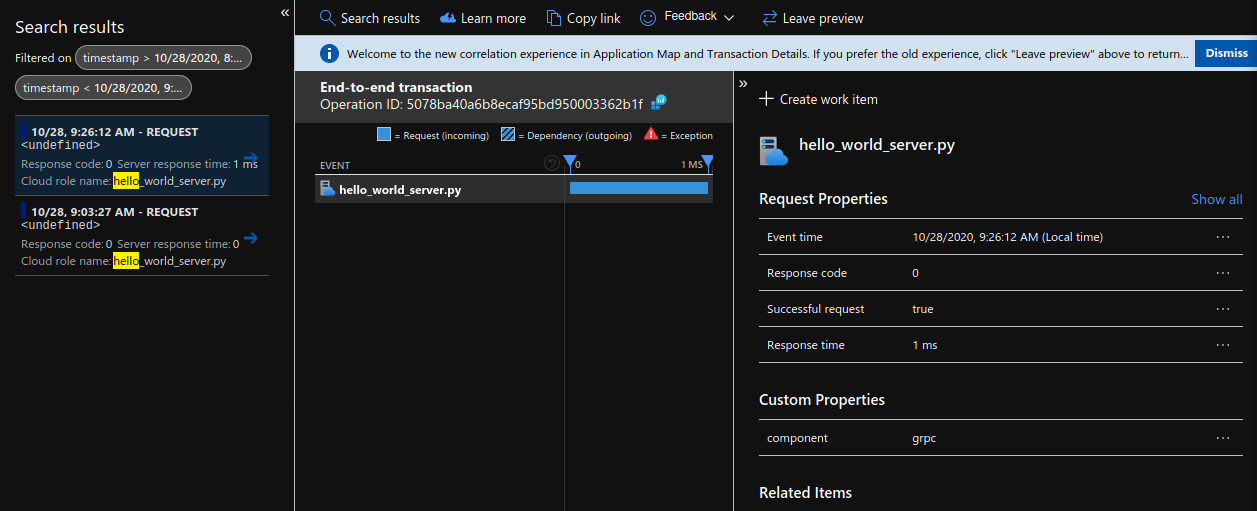 Request Name Is Empty When Export Grpc Service To Azure Moniter · Issue 967 · Census