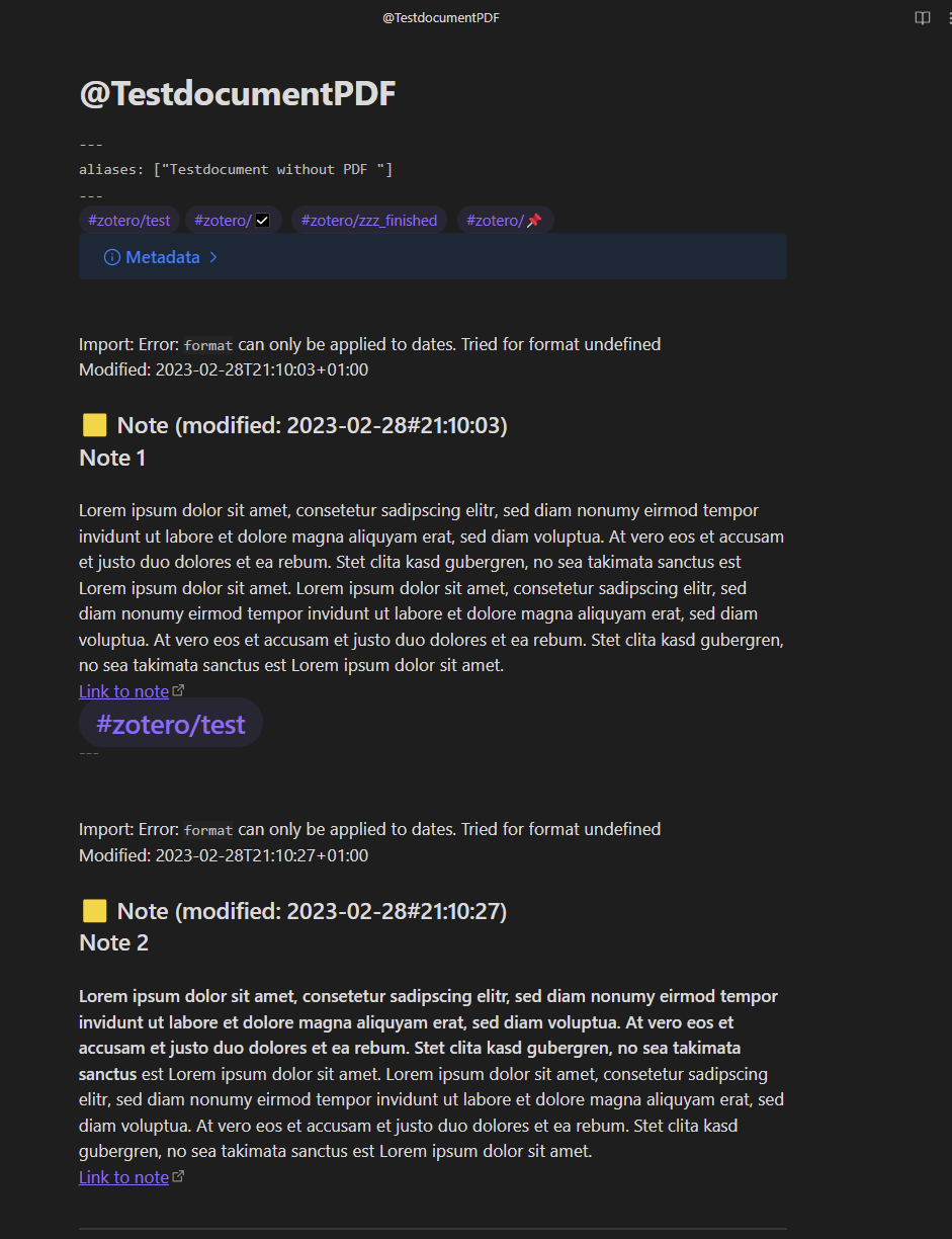 import requires a pdf as an attachment to export the notes attached to ...