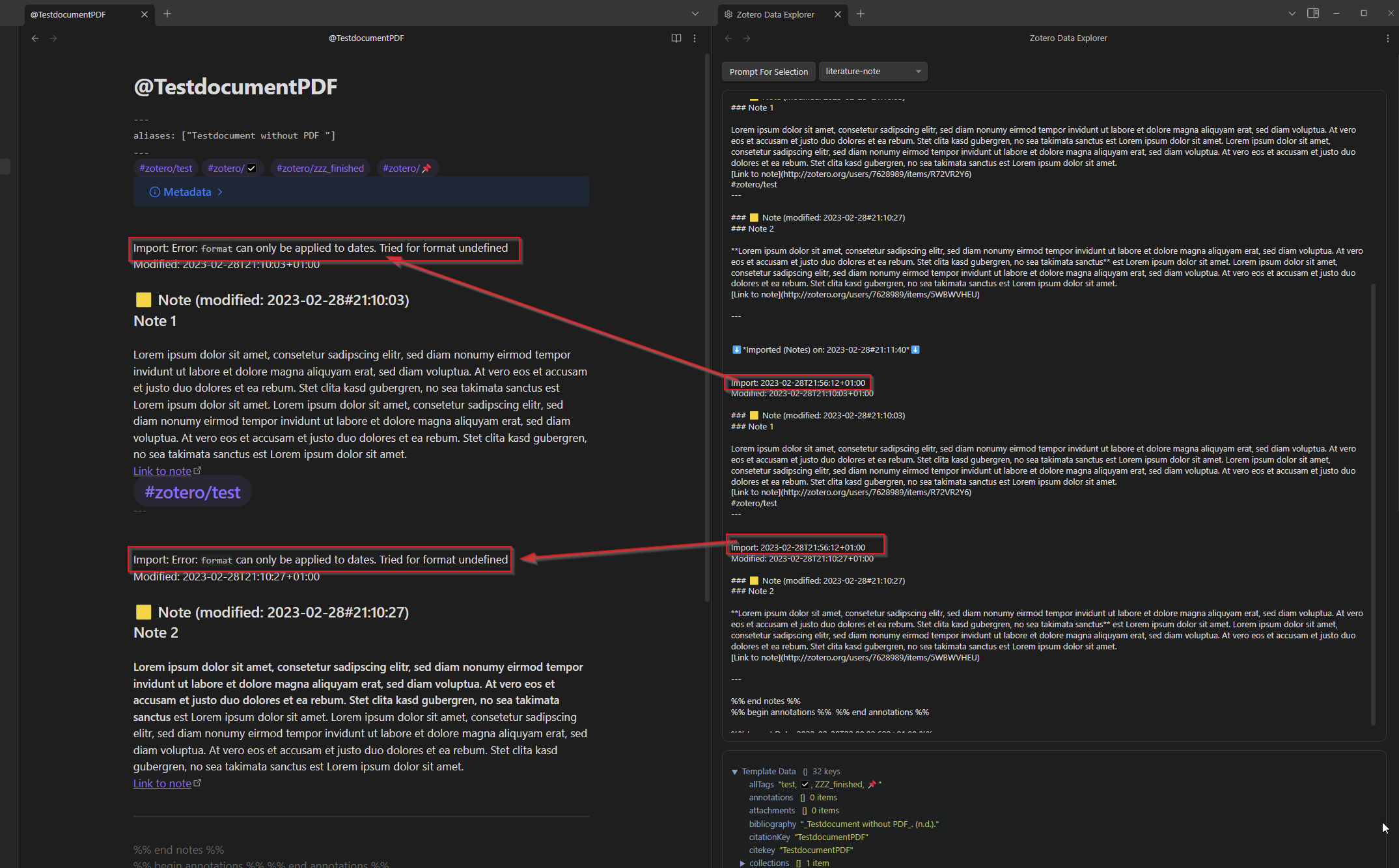import requires a pdf as an attachment to export the notes attached to ...