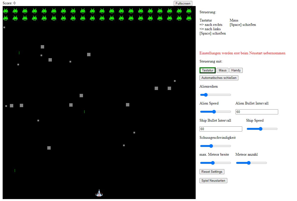 GitHub - zlsNorman/spaceInvaders: Browsergame