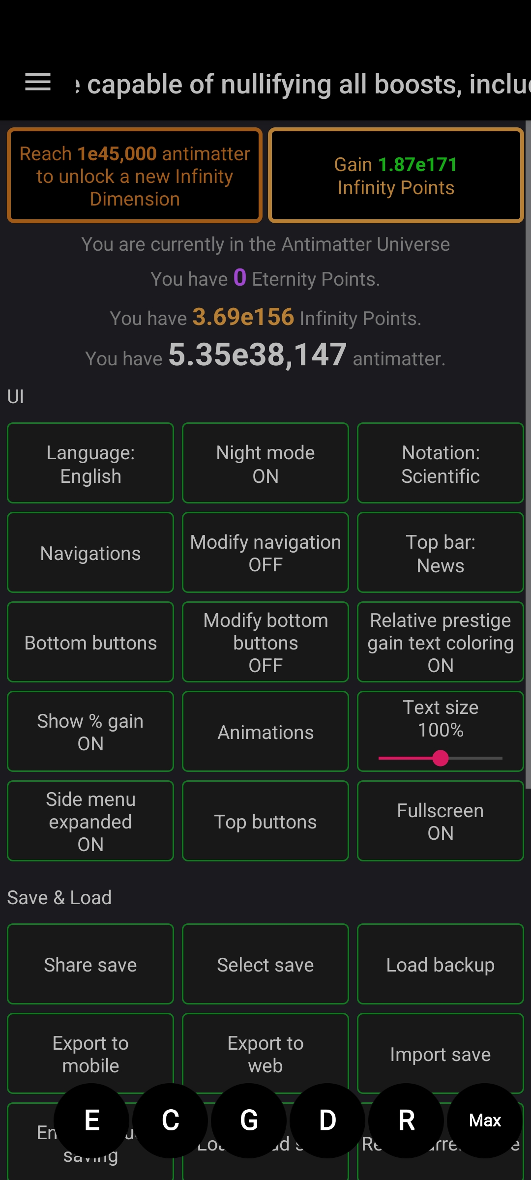 Bottom buttons · Issue #372 · antimatter-dimensions/mobile-issues · GitHub