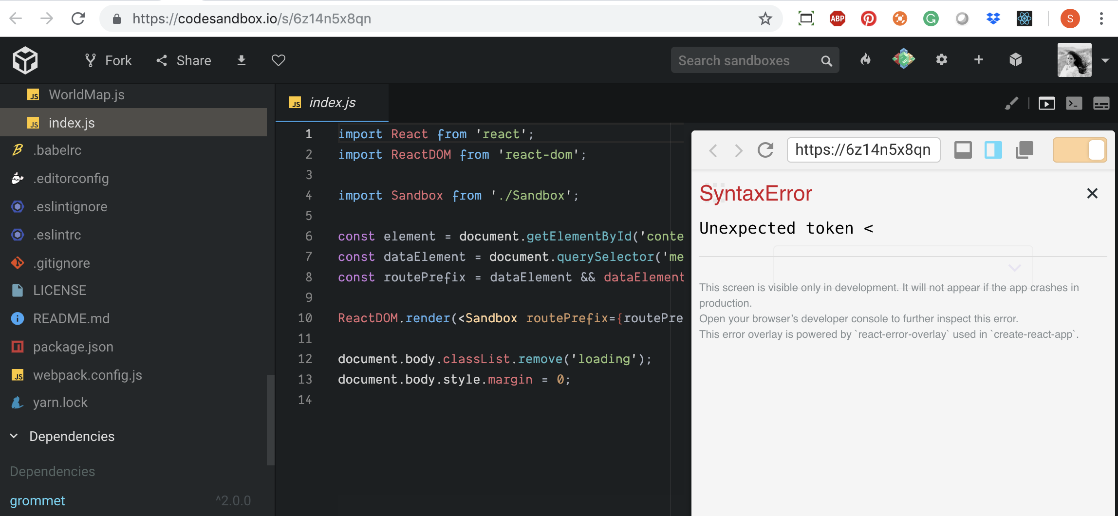 SyntaxError Unexpected token