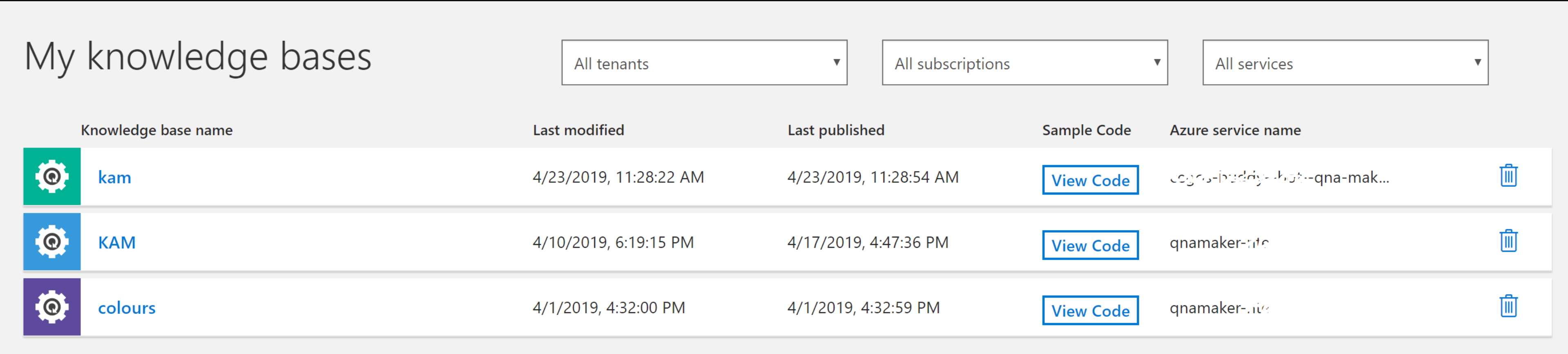 Adding a "Qna Maker" service doesn't provide all KB from all your ...