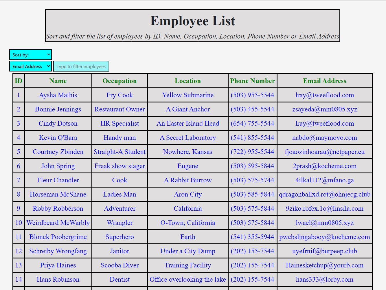 GitHub - zilchlorf/Employee_Catalog: React application displaying a ...