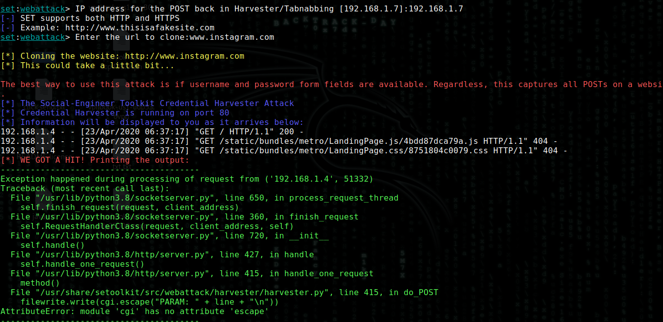 Error traceback · Issue #724 · trustedsec/social-engineer-toolkit · GitHub