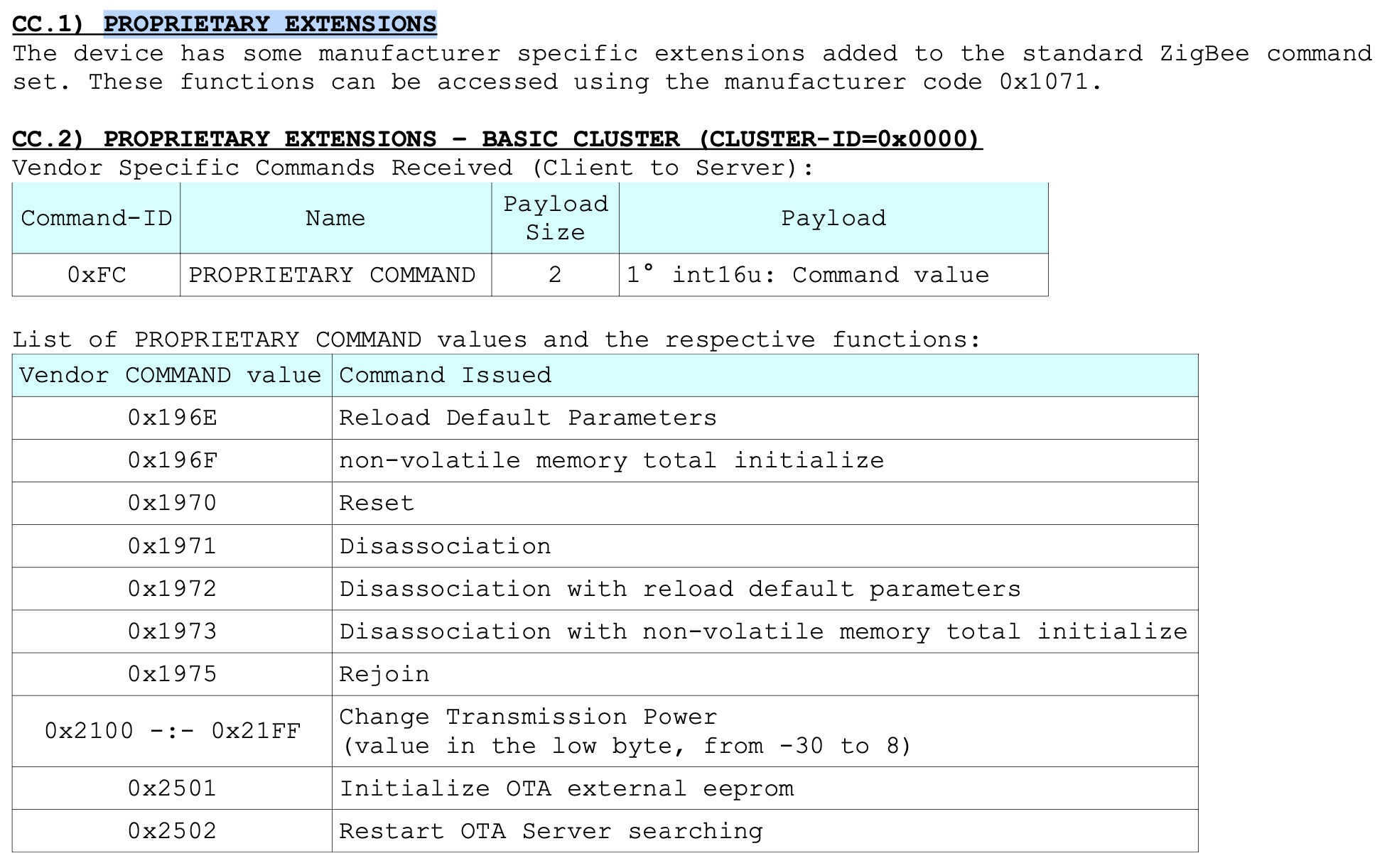 adding some proprietary extension - proprietary commands · Issue #1134 · Koenkk/zigbee-herdsman ...