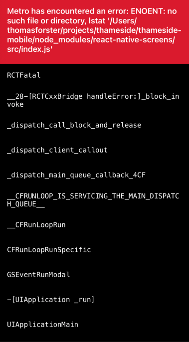 Metro Using Wrong Extension Version Of React Native Screenssrcindexjs · Issue 896 · Software 