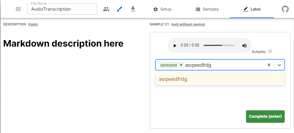 Audio Transcription when i click on complete it dont save the last change · Issue #121 ...