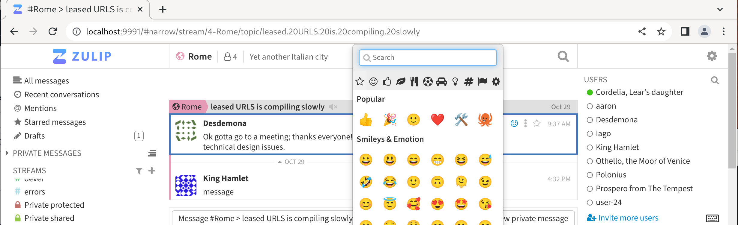 Message actions popover in short windows not centered on screen · Issue #23494 · zulip/zulip ...