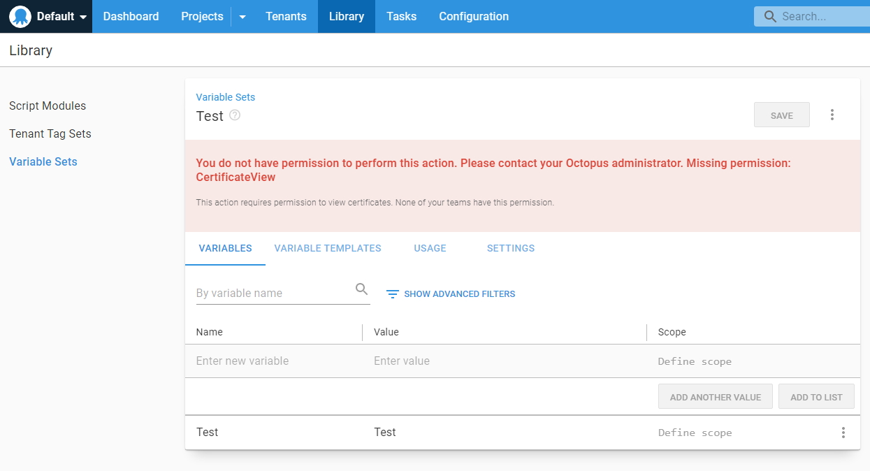 "Missing Permission" UI and log warnings for CertificateView and AccountView when viewing ...