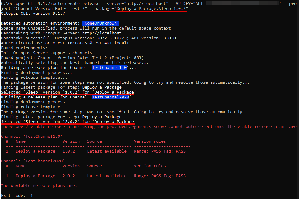 Specifying a step name for the Octopus CLI parameter --package can cause the octo.exe create ...
