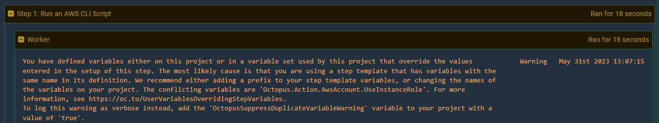 "Run an AWS CLI Script" steps failing with "Unable to locate credentials. You can configure ...