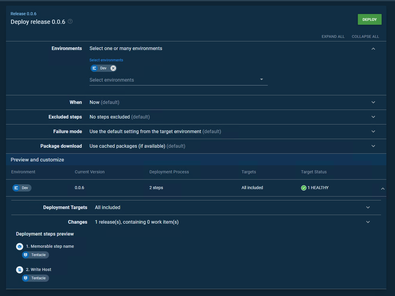 Deployment steps preview missing information in the UI (such as step number, name, and the icon ...