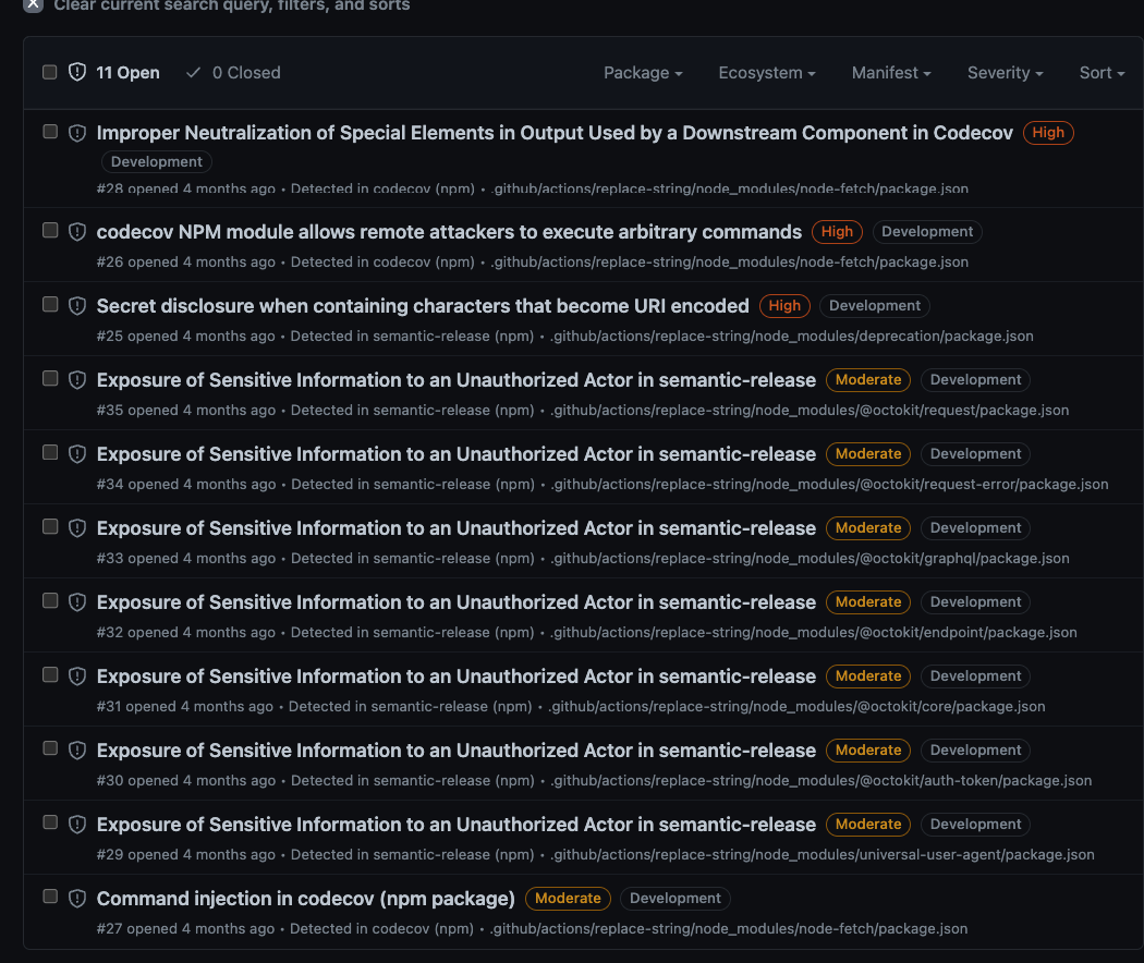 Actionsgithub Latest Version Includes Many Vulnerabilities Detected By Dependabot · Issue