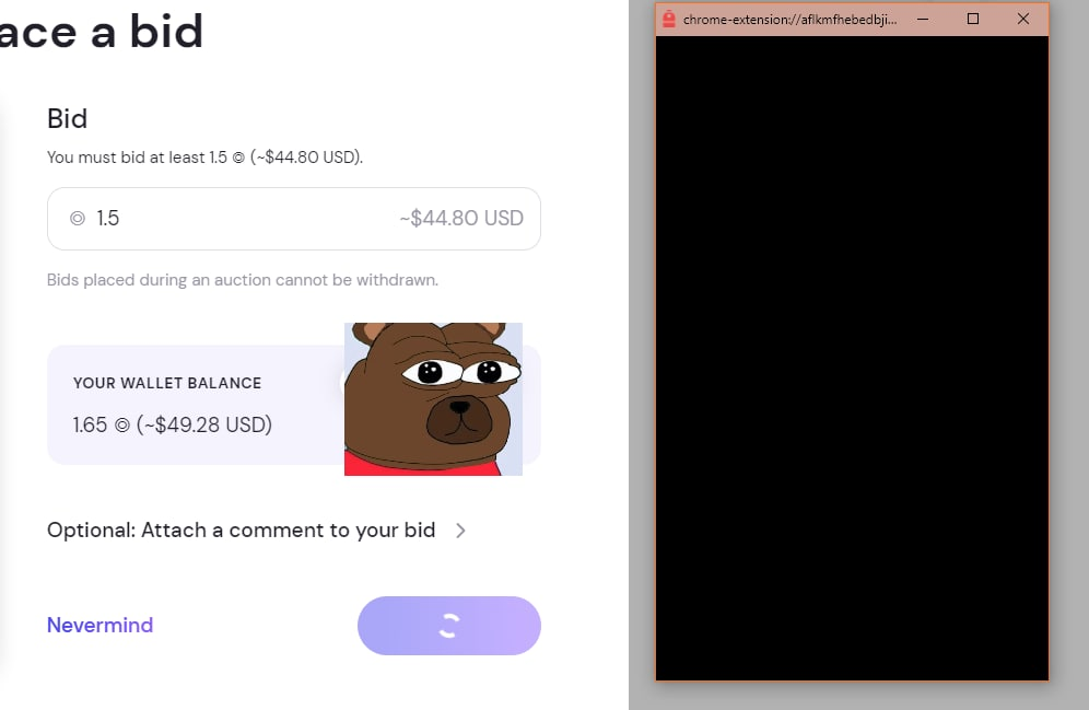Wallet shows black screen when trying to place a bid on FormFunction · Issue #1131 · coral-xyz ...