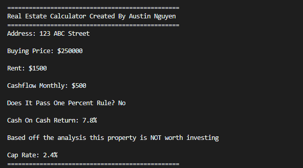 GitHub - austinvan295/Real-Estate-Calculator: A real estate calculator ...