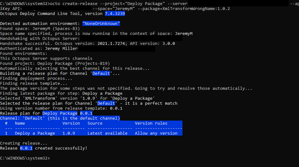 Octo Create-Release will not error when the package parameter has an invalid package id · Issue ...