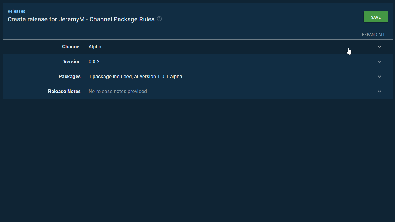 When creating a release with Channel Package Version Rules, "Force Version" box not shown when ...