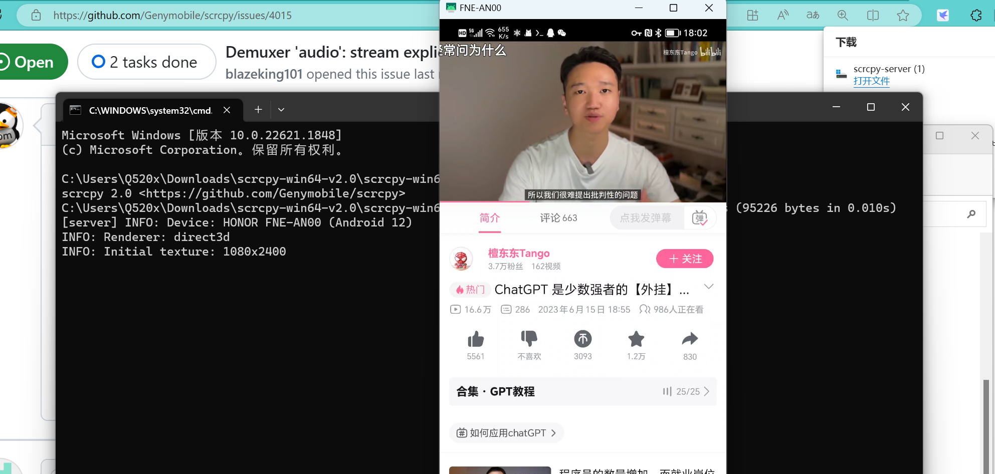 Demuxer 'audio': stream explicitly disabled by the device · Issue #4015 · Genymobile/scrcpy · GitHub