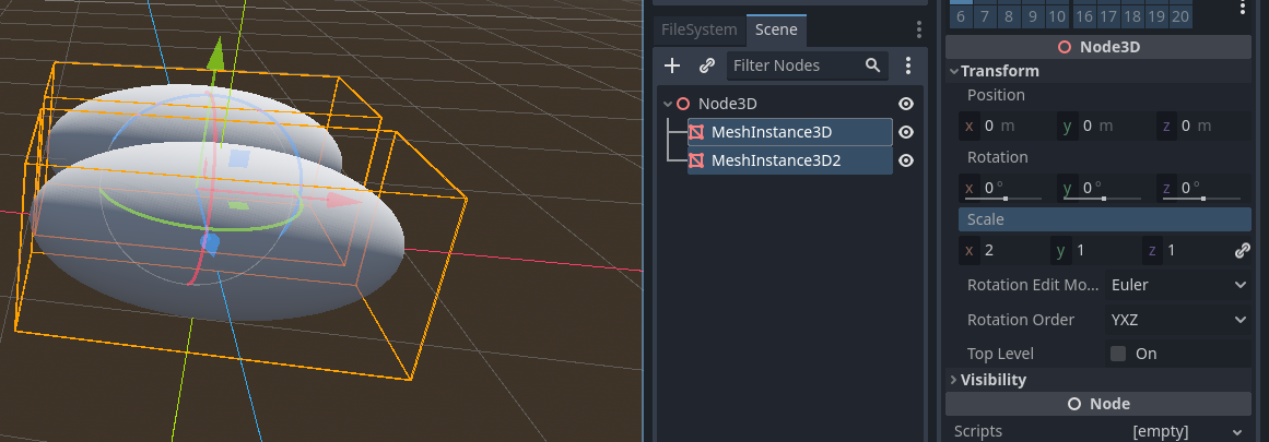 Node3D Linked scale does not work for multiple objects · Issue #65099 · godotengine/godot · GitHub