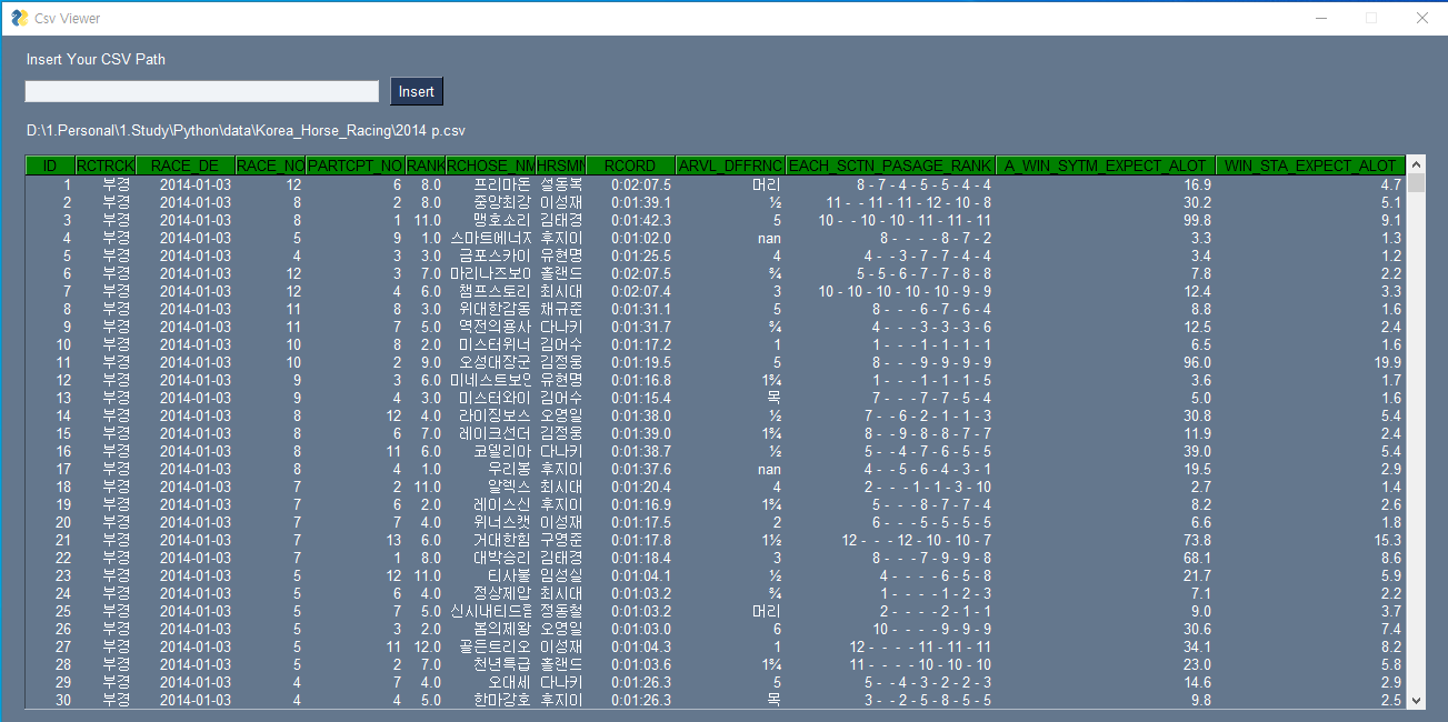 [toy] Pysimplegui를 이용한 Csv 데이터 뷰어