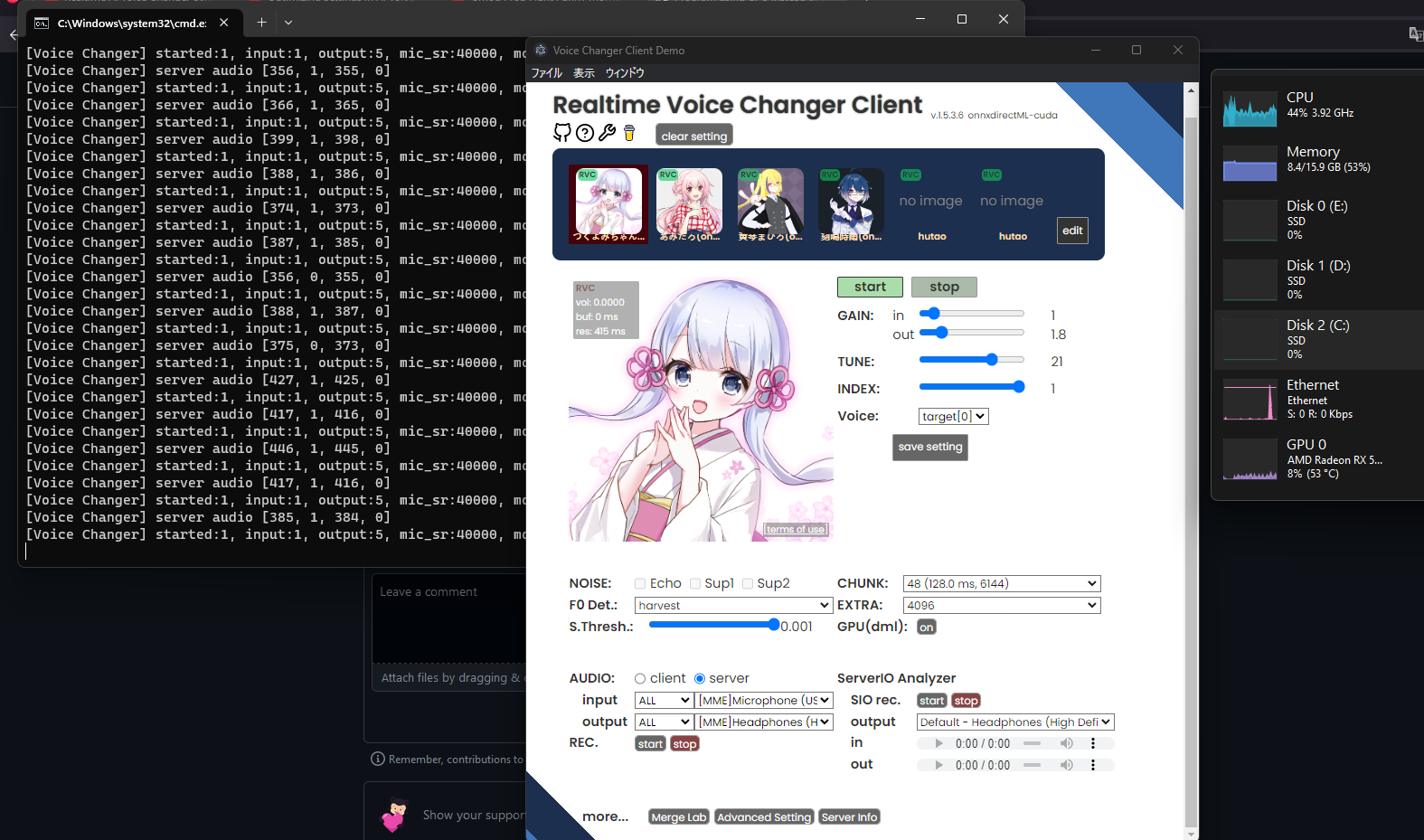 Program using CPU instead of GPU despite the option enabled · Issue #358 · w-okada/voice-changer ...