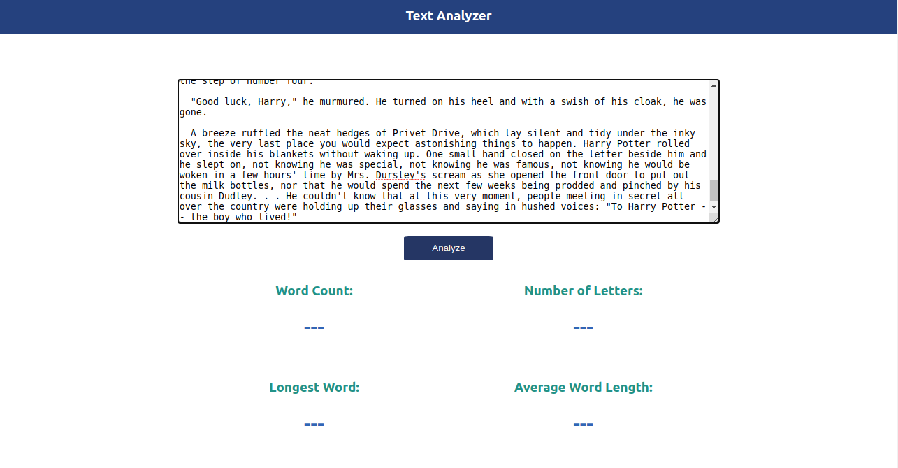 GitHub - onuruci/text-analyzer: Accepts texts from user and gives analytics about it. (word ...