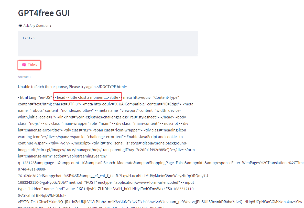 To solve "Unable to fetch the response, Please try again." · Issue #479 · xtekky/gpt4free · GitHub