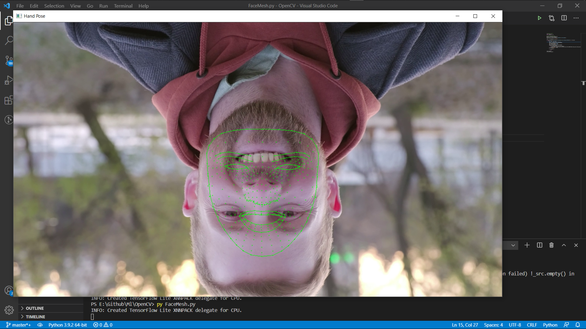 Python Face Mesh landmarks for inverted faces gives wrong results yet ...