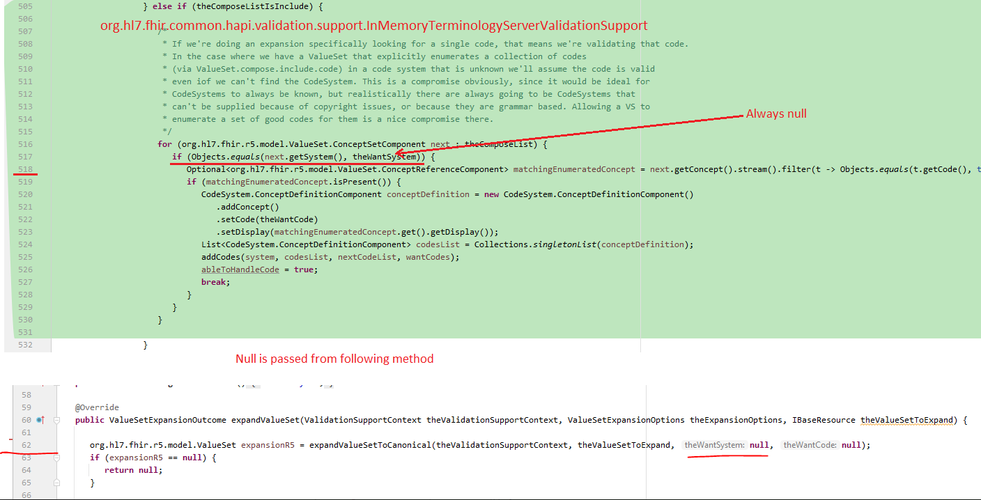 InMemoryTerminologyServerValidationSupport.java doesnt support Codes in a CustomValueSet which ...